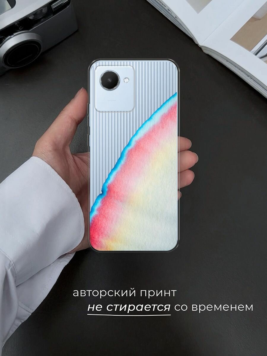 Чехол на Realme C30 / Реалми C30 с принтом Слияние красок, прозрачный — фото 1
