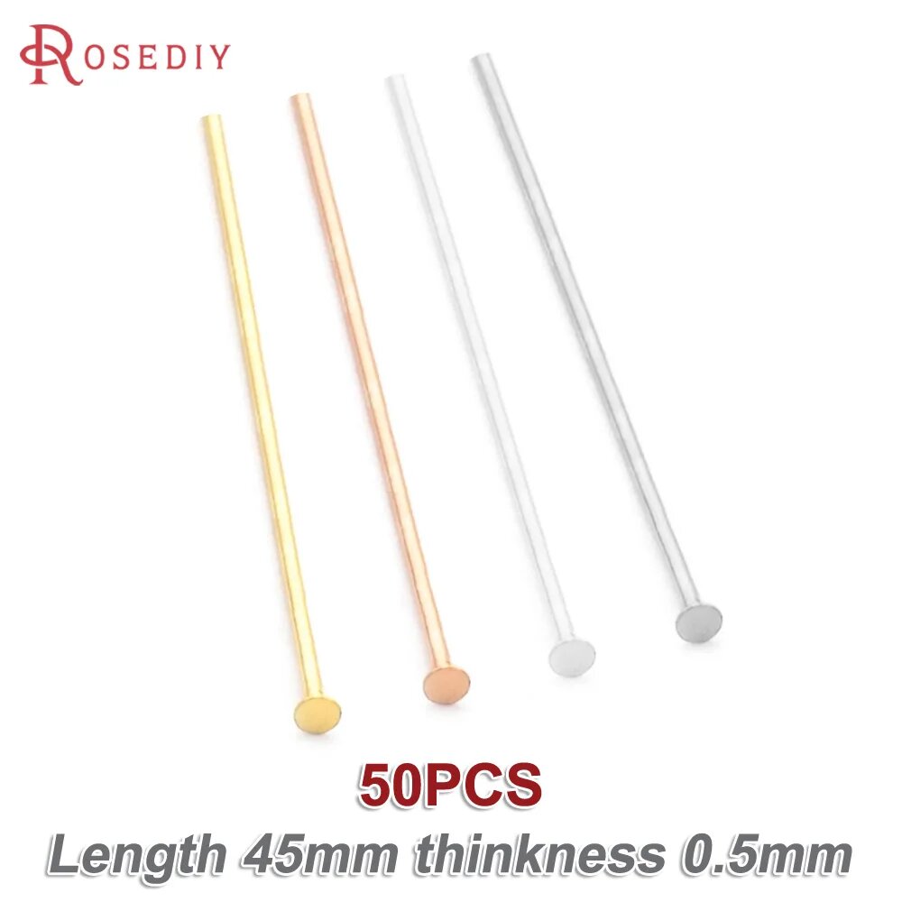 16 мм, 18 мм, 20 мм, 25 мм, 30 мм, 40 мм, 45 мм, 50 мм, 18-каратное золото, латунные плоские булавки, шпильки для глаз, соединительные бусины, булавки, ювелирные аксессуары, фурнитура