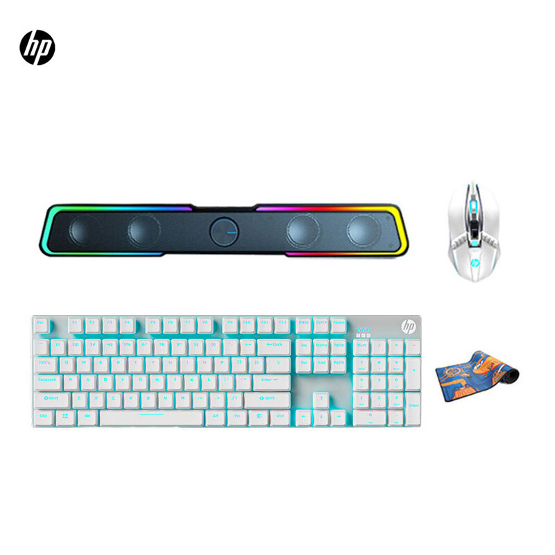 Клавиатура и мышь HP, Ice Blue Light [Green Grape Switch][+Punk Mouse Pad]