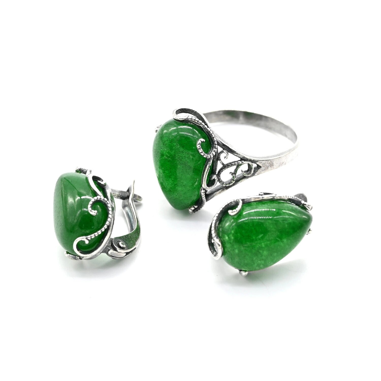 Комплект бижутерии: кольцо, хризопраз