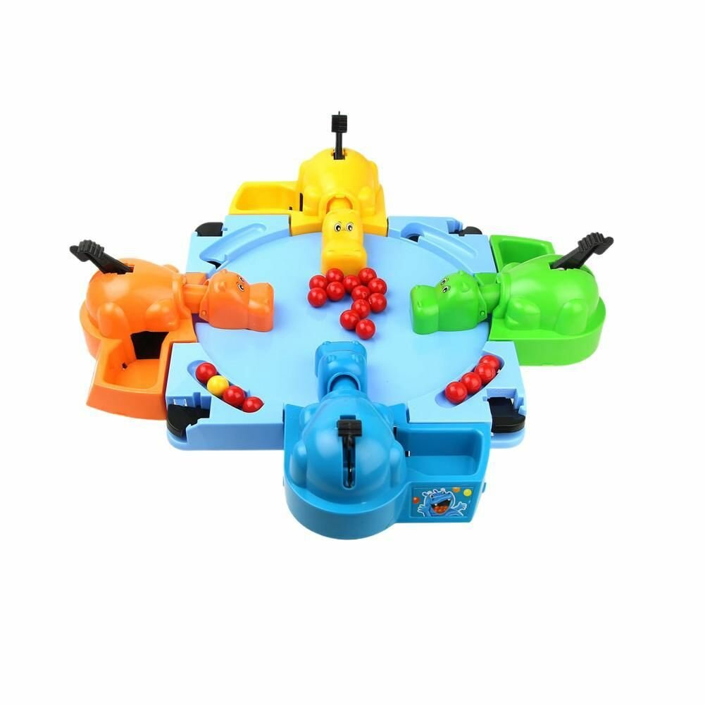 Развивающая настольная игра "Накорми Бобо", набор 4 бегемотика + 20 шариков