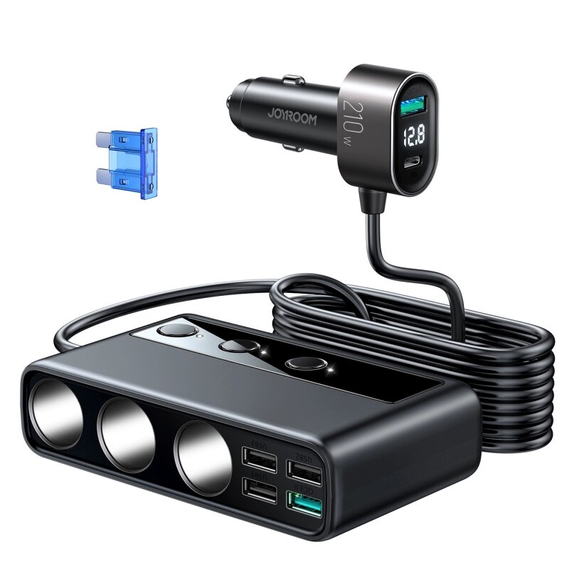 9-портовый автомобильный USB-зарядное устройство с 1-метровым удлинителем, 210 Вт выходной мощности для нескольких