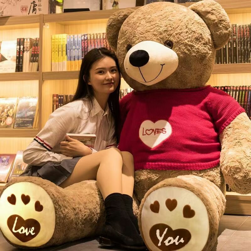 Плюшевый медведь Лондон 140 см (1,4 метра) кофейный, большой мишка с шарфом