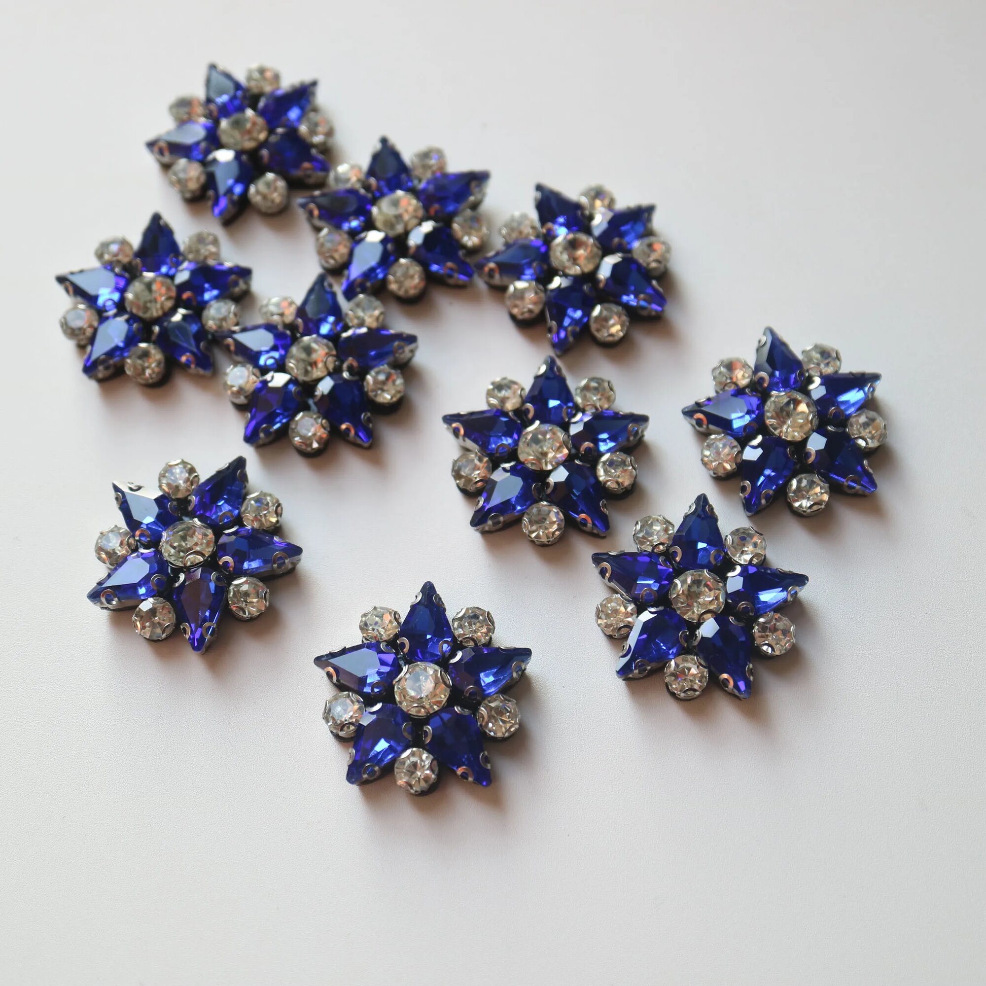 Нашивки OKNOW со стразами и звездами из бисера Темно-синий, 10pc blue