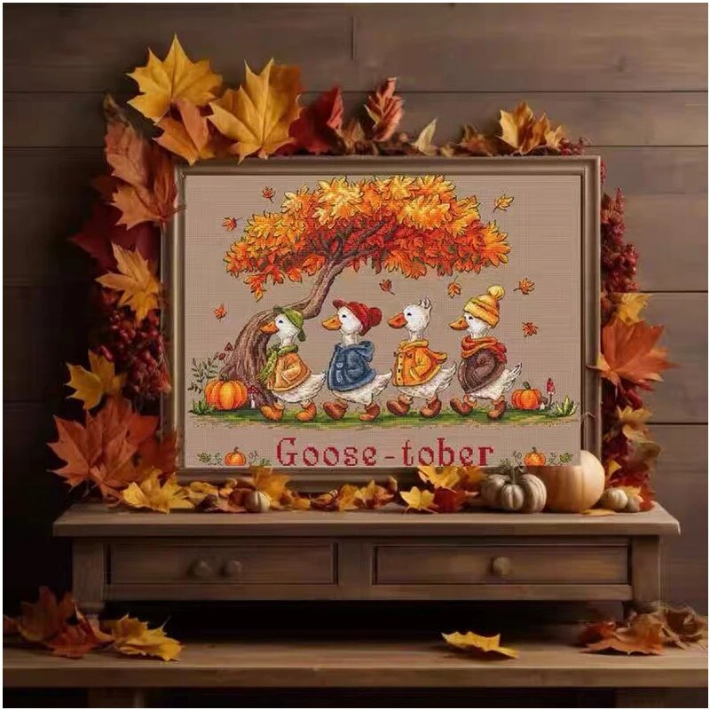 Набор для вышивки крестом "Гусь осенью", 100% хлопок 14CT unprint canvas