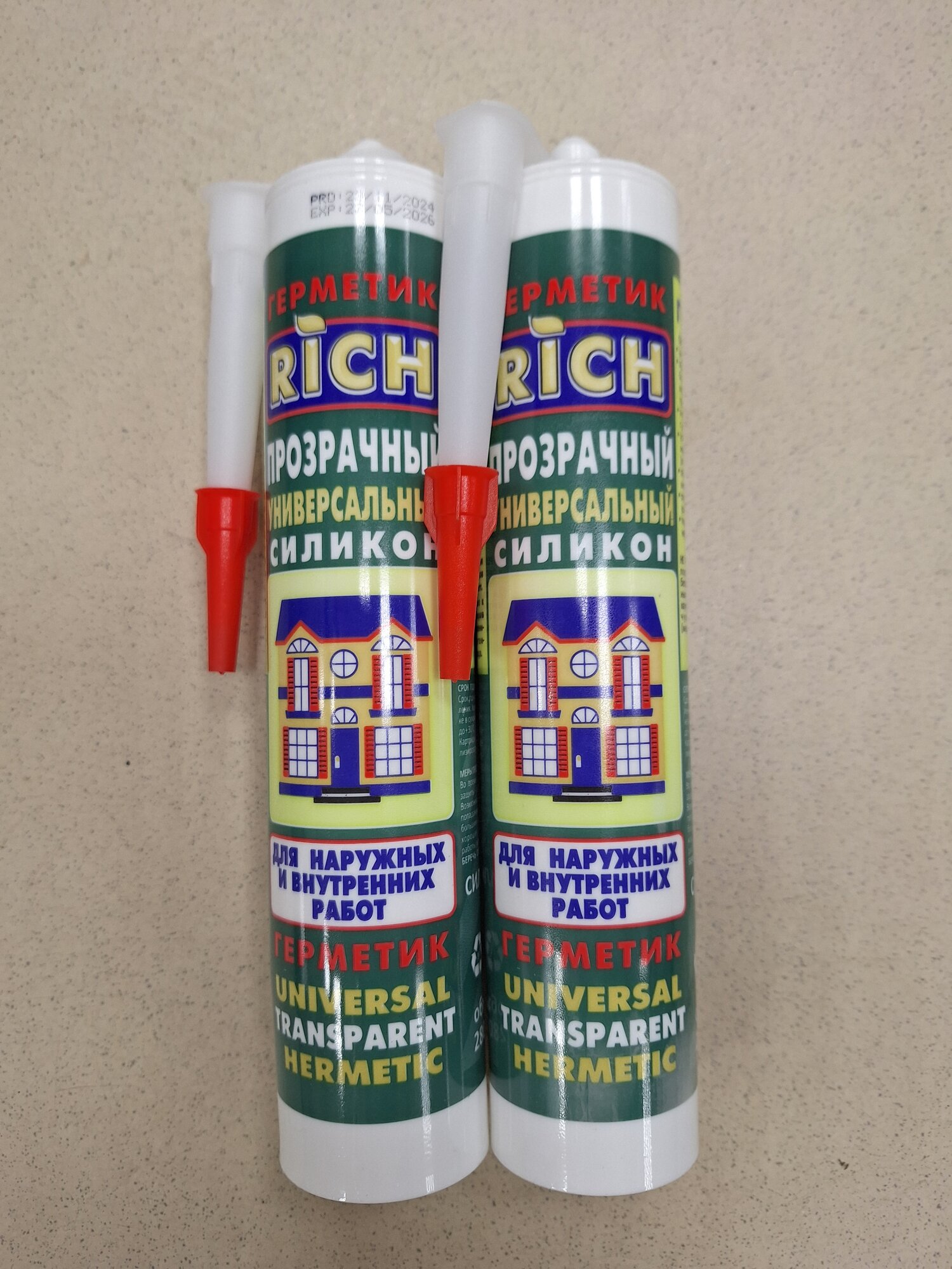 Силикон универсальный RICH 280мл, прозрачный 2шт (25909)