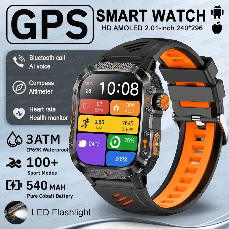 TANK T3 Ultra GPS Умные часы для мужчин Мульти, Black Orange