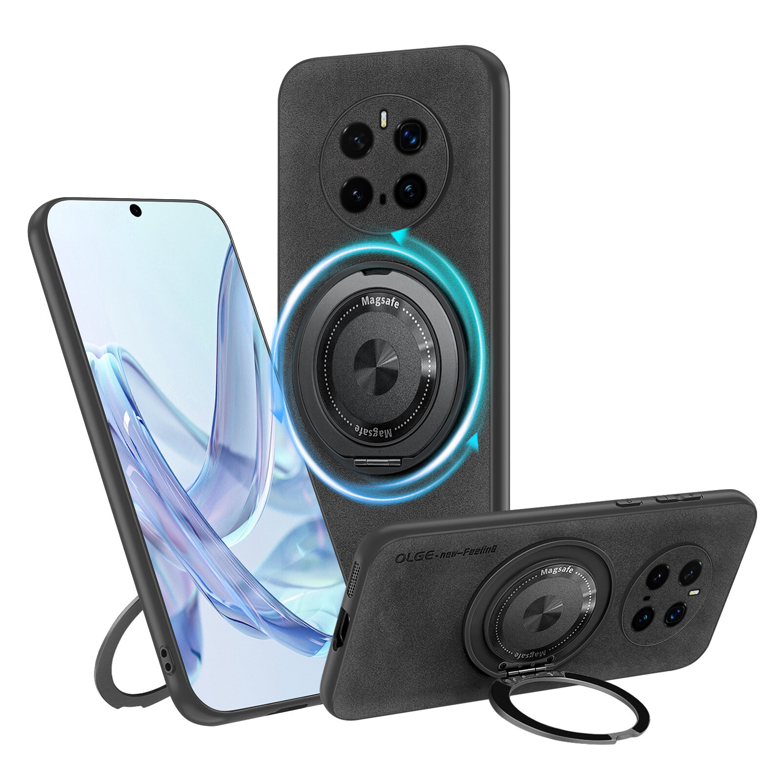 Чехол Для Honor Magic 7 Pro / Хонор Магик 7 Про+, soft touch, чехол-кардиомонитор, искусственная кожа, поликарбонат (PC), защита камеры, ударопрочный, встроенная подставка, усиленные углы, Honor,