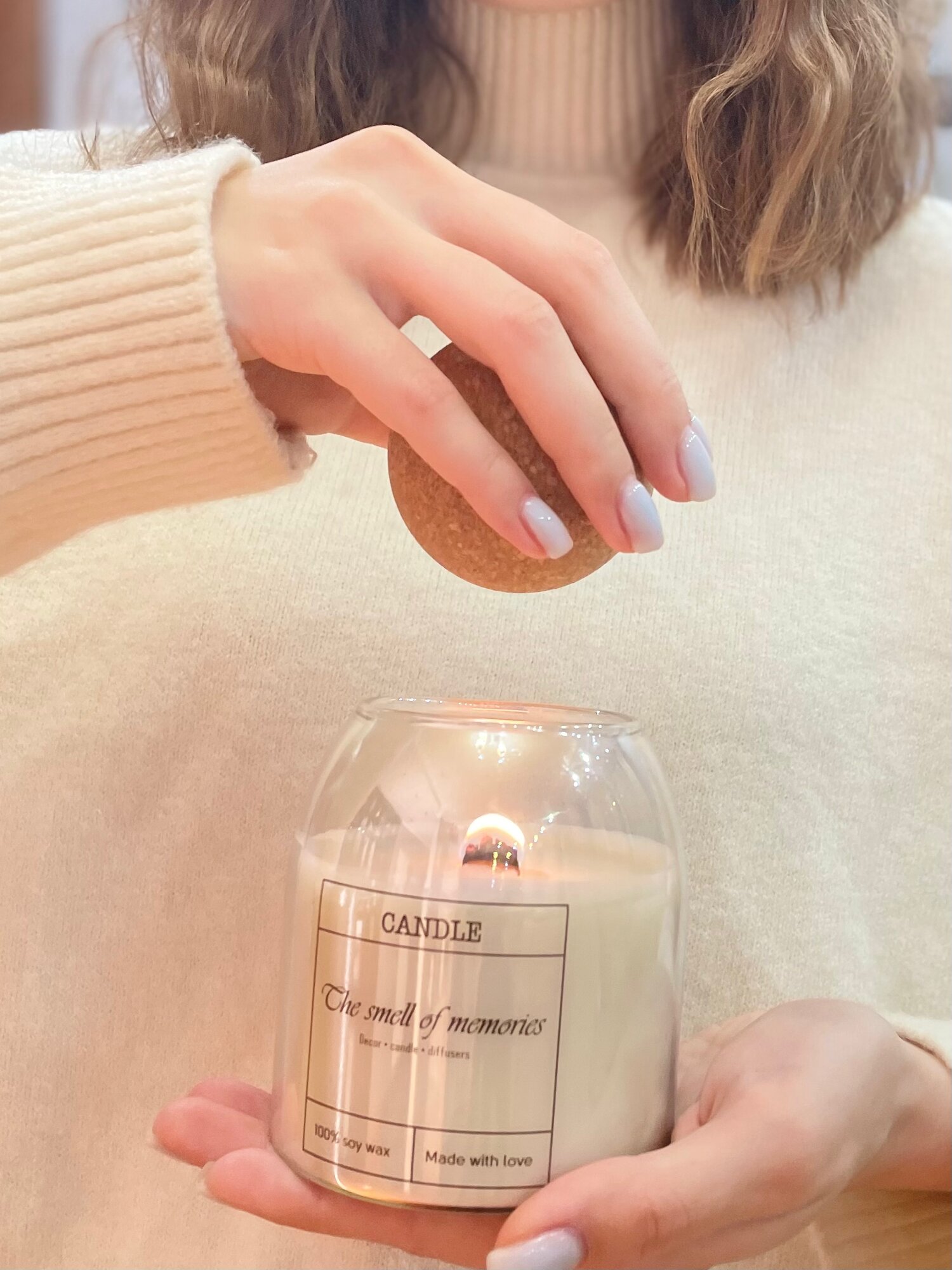 Свеча "The smell of memories", с ароматом мандарина, в стекле, с круглой крышкой