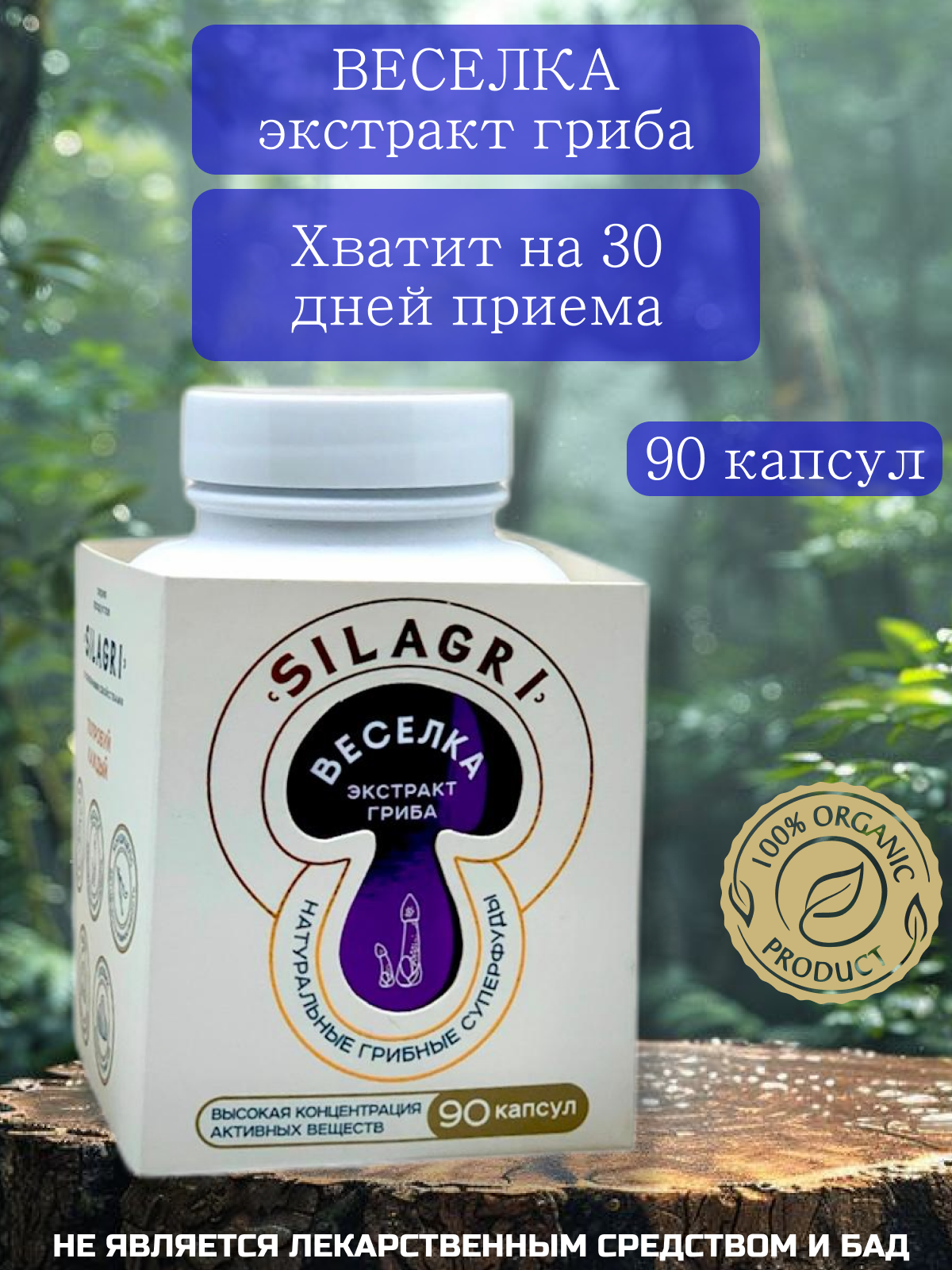 Экстракт гриба "Веселка" Алтайский заготовитель, для иммунитета, 90 капс.