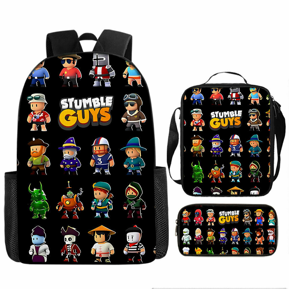 Трансграничный новый продукт Stumble Guys Collision Party Школьная сумка Рюкзак Сумка-карандаш Маленькая сумка Набор из трех предметов Готовый запас