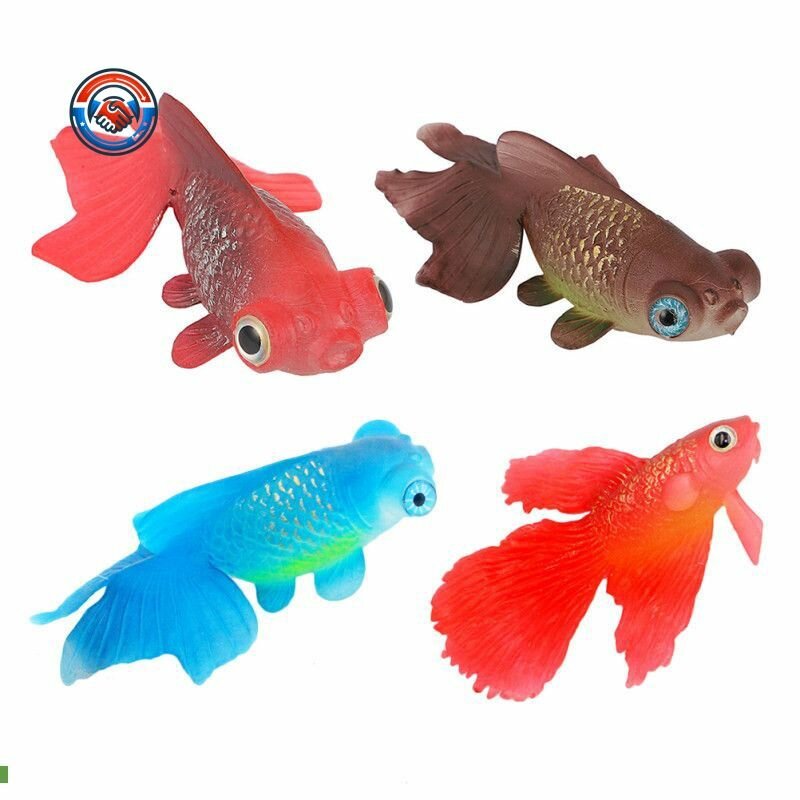 Светящиеся силиконовые декоративные рыбки для аквариума, террариума и интерьера, красно-коричневые, 4 шт, ночной подводный эффект, безопасный аквариумный декор
