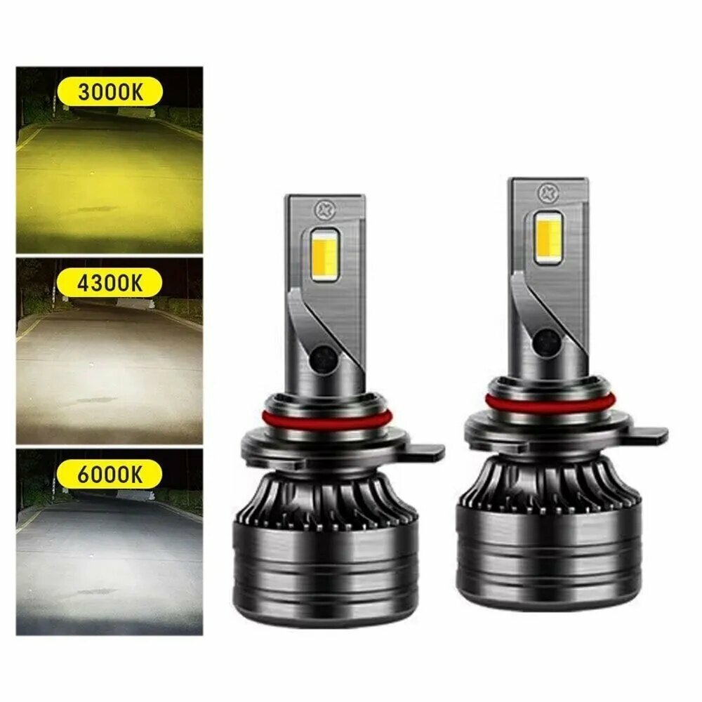 Лампа автомобильная HB4, 2 шт. арт. K9 Светодиодная трехцветная переключаемая фара с вентилятором