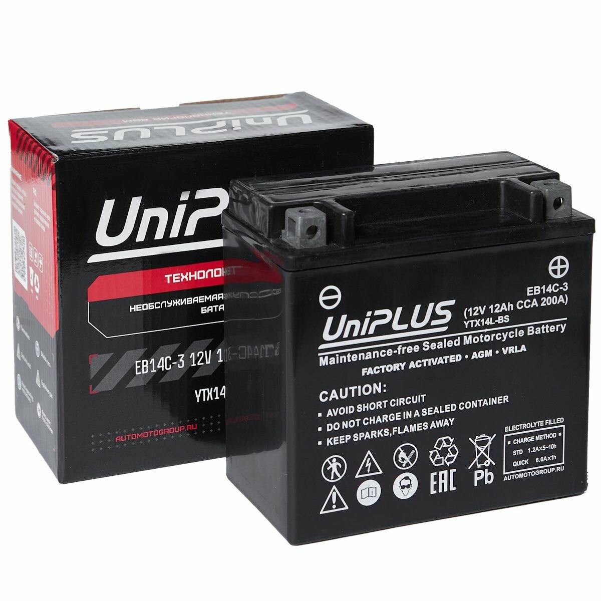 Аккумулятор Leoch UniPLUS EB14C-3 (12В 12Ач 200А 150х87х145мм) обр. пол.