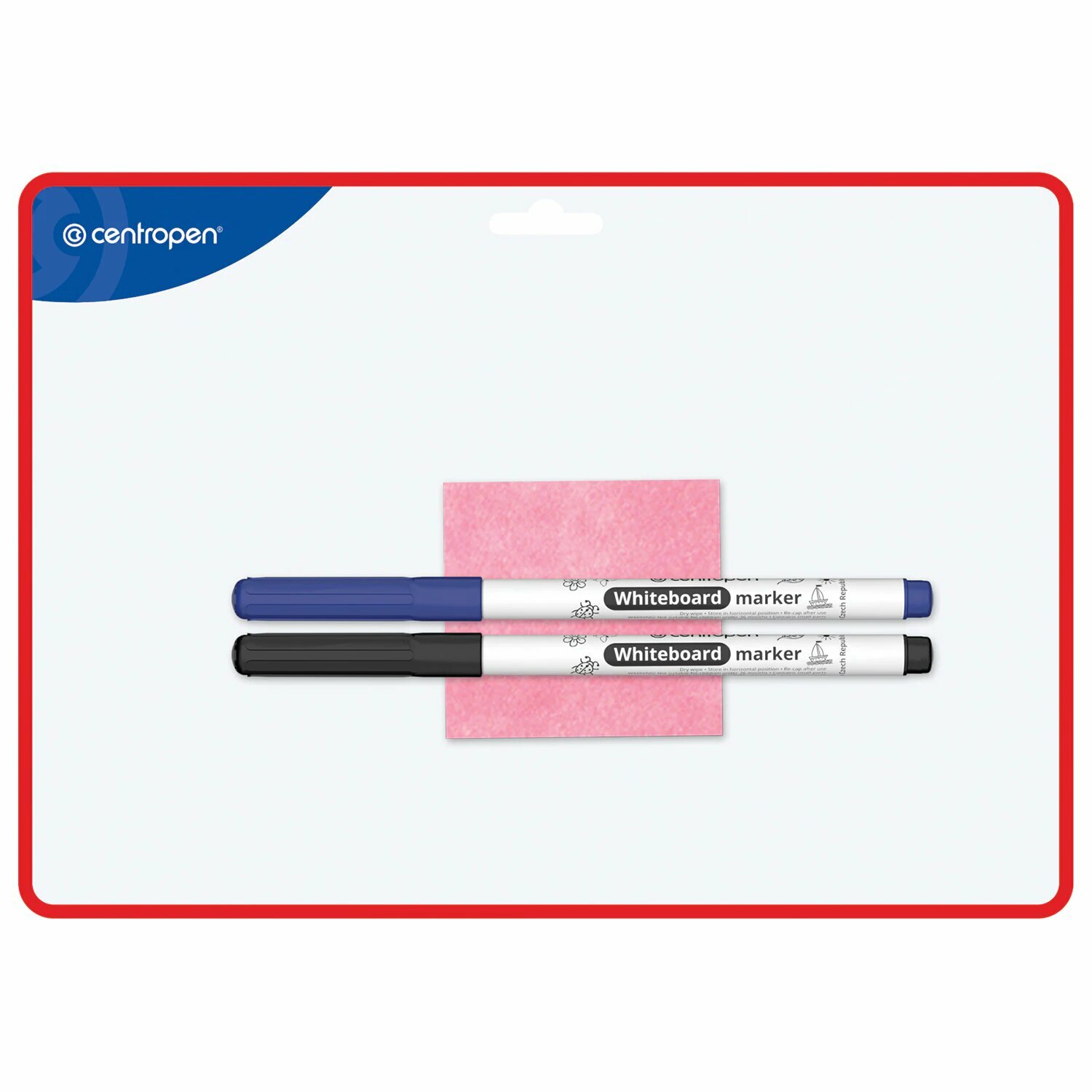 Доска двусторонняя маркерная А4 (297х210 мм), белая/линия, 2 маркера + салфетка, CENTROPEN, 7719, 577190201