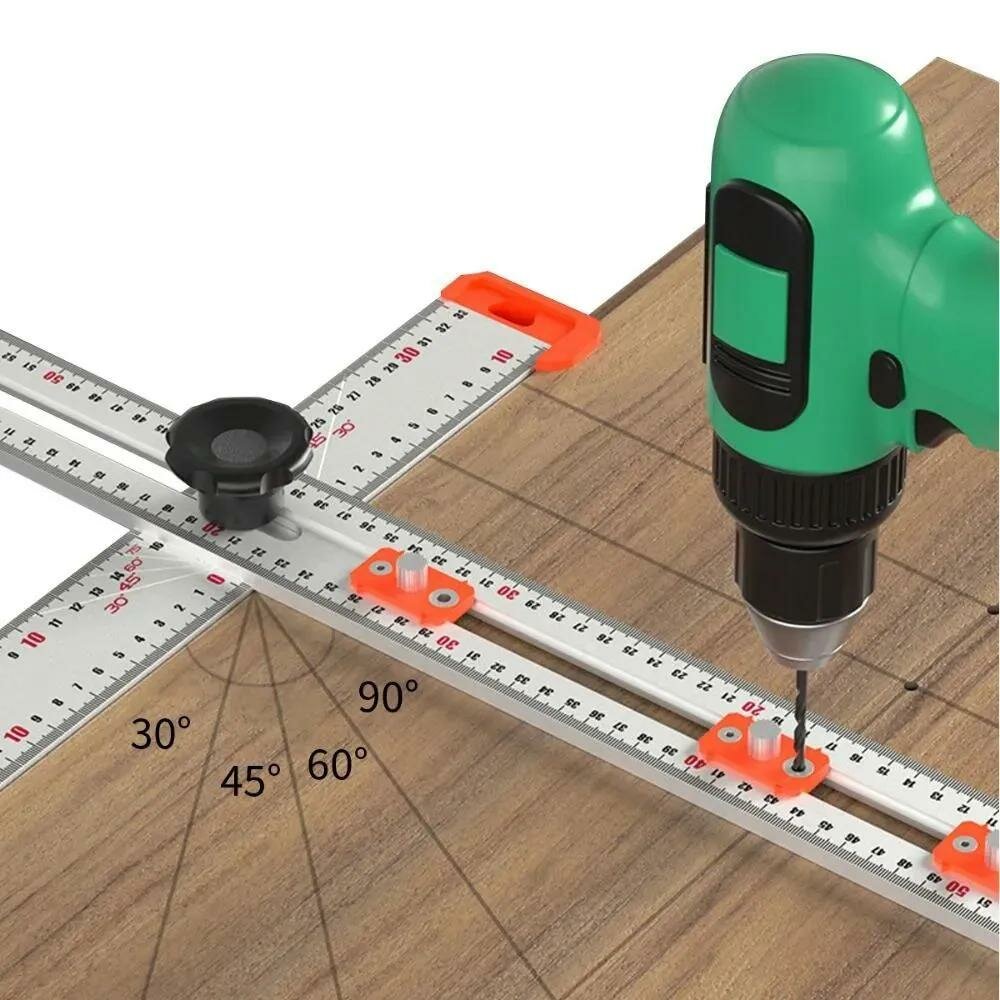 Линейка/Треугольник из алюминия 650 мм, Двухшкальная, хромовое покрытие, механический тип измерения, 1 шт.