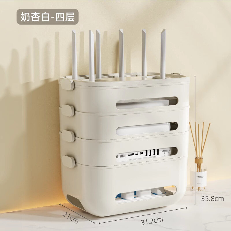 Коробка для хранения WiFi роутера, полка для ТВ-приставки, настольная розетка, органайзер для беспроводного модема и кабелей