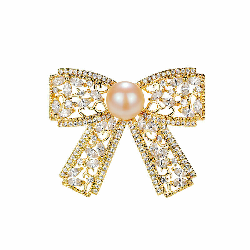 2026 Xiliang Concubine Высококачественная модная брошь с цирконом в виде банта, корейский стиль, аксессуары, брошь с пресноводным жемчугом