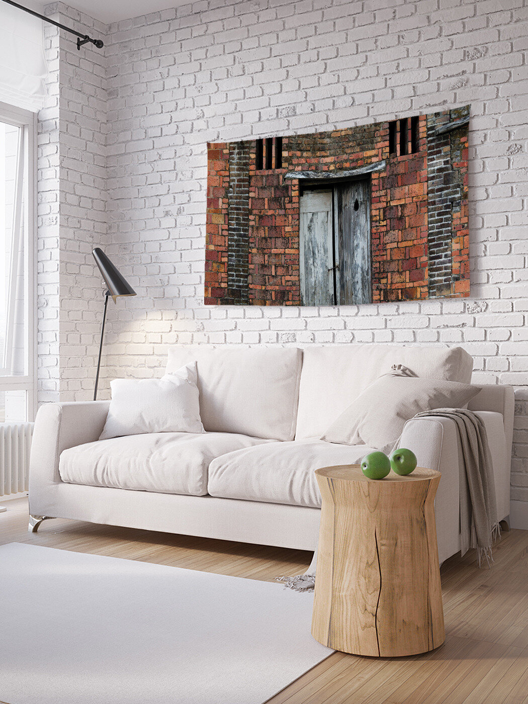 Горизонтальное фотопанно на стену "Деревянные ворота в каменной стене", 150x200 см