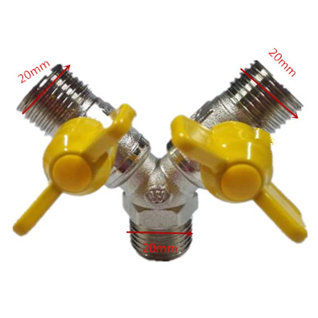 Латунный двухсторонний распределитель бензиновых соединителей для газовых труб, Y-образные соединения, переходник, держатель клапанов, подходит для 20 мм