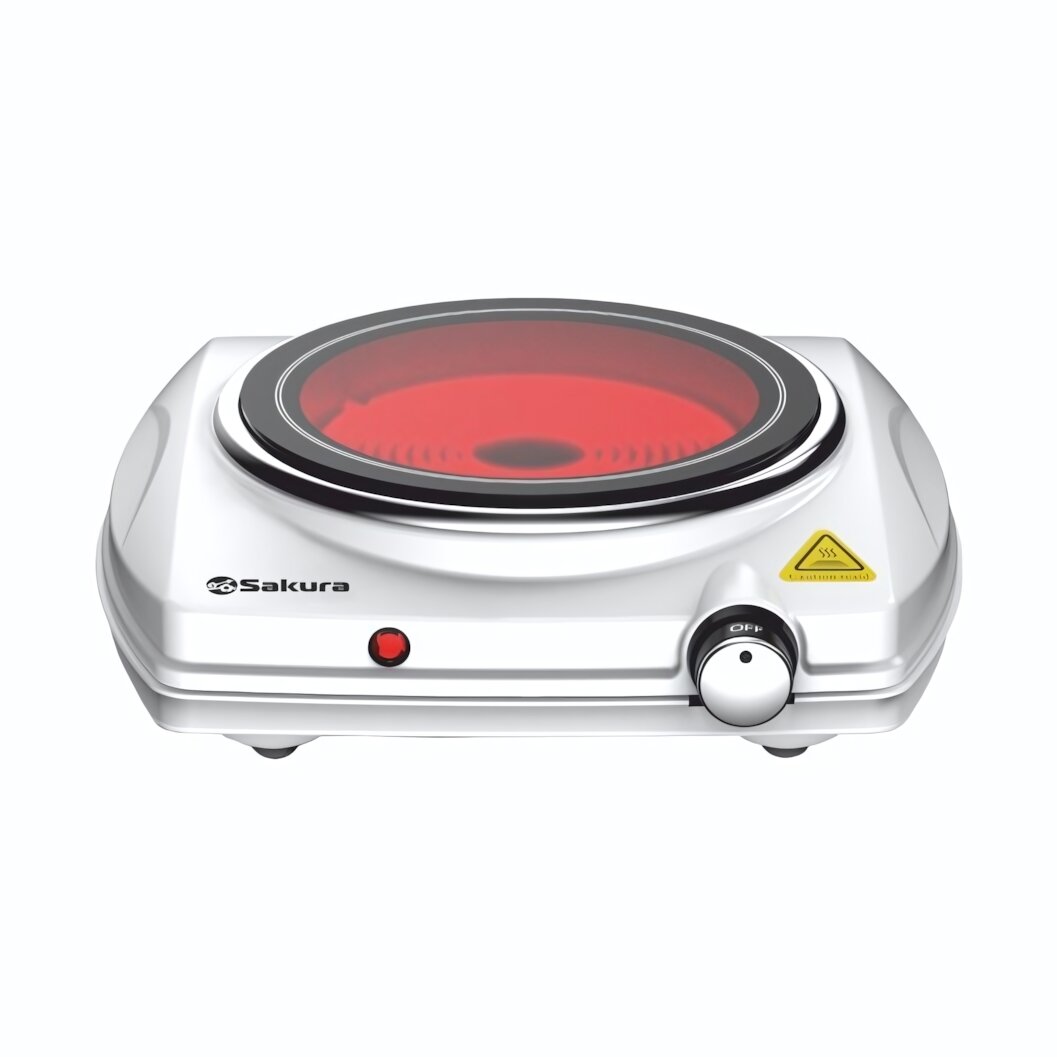 Плитка настольная инфракрасная Sakura "SA-7167S", 1 конфорка 165 мм, 1200 Вт, стеклокерамика