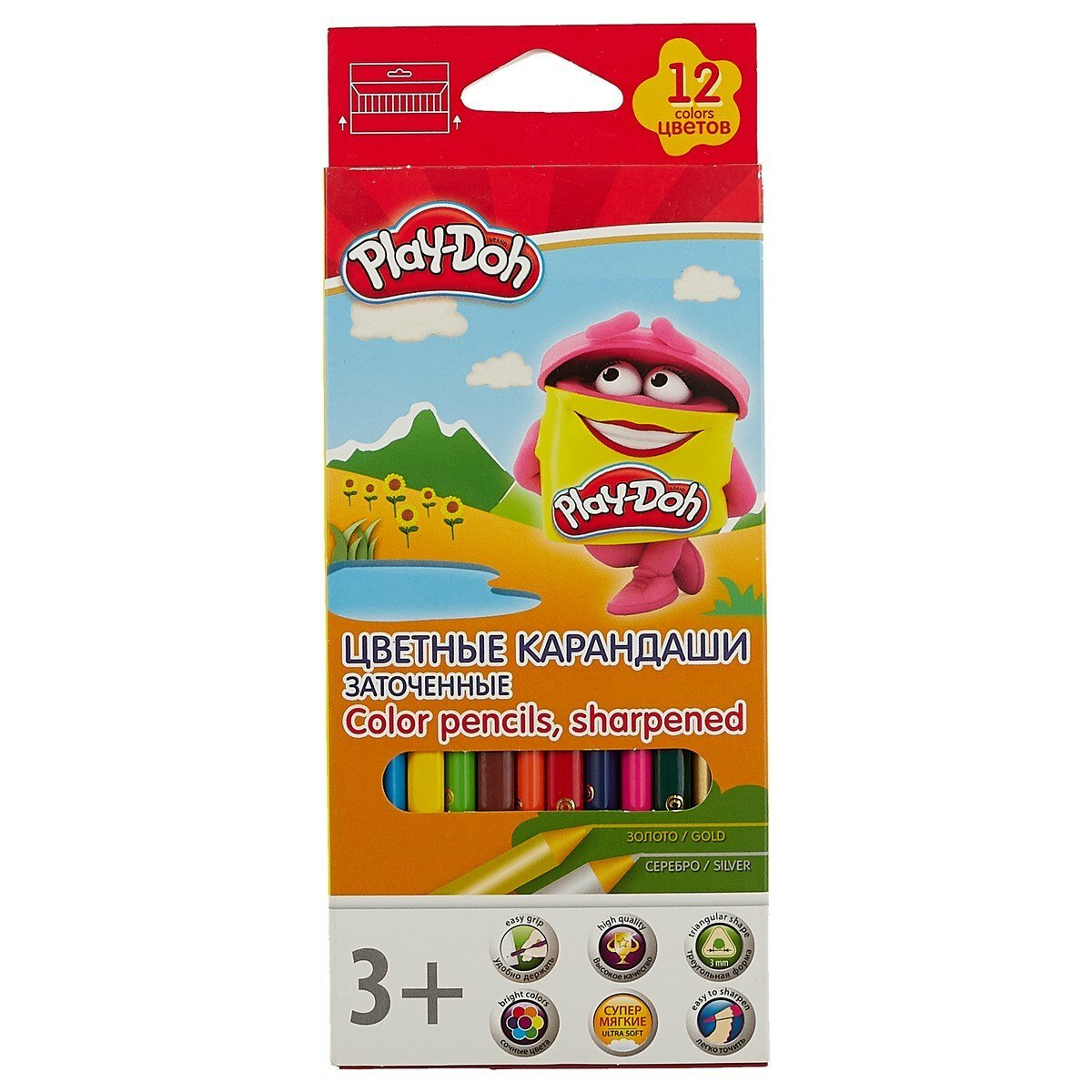 Карандаши цветные Play-Doh, 12 цветов