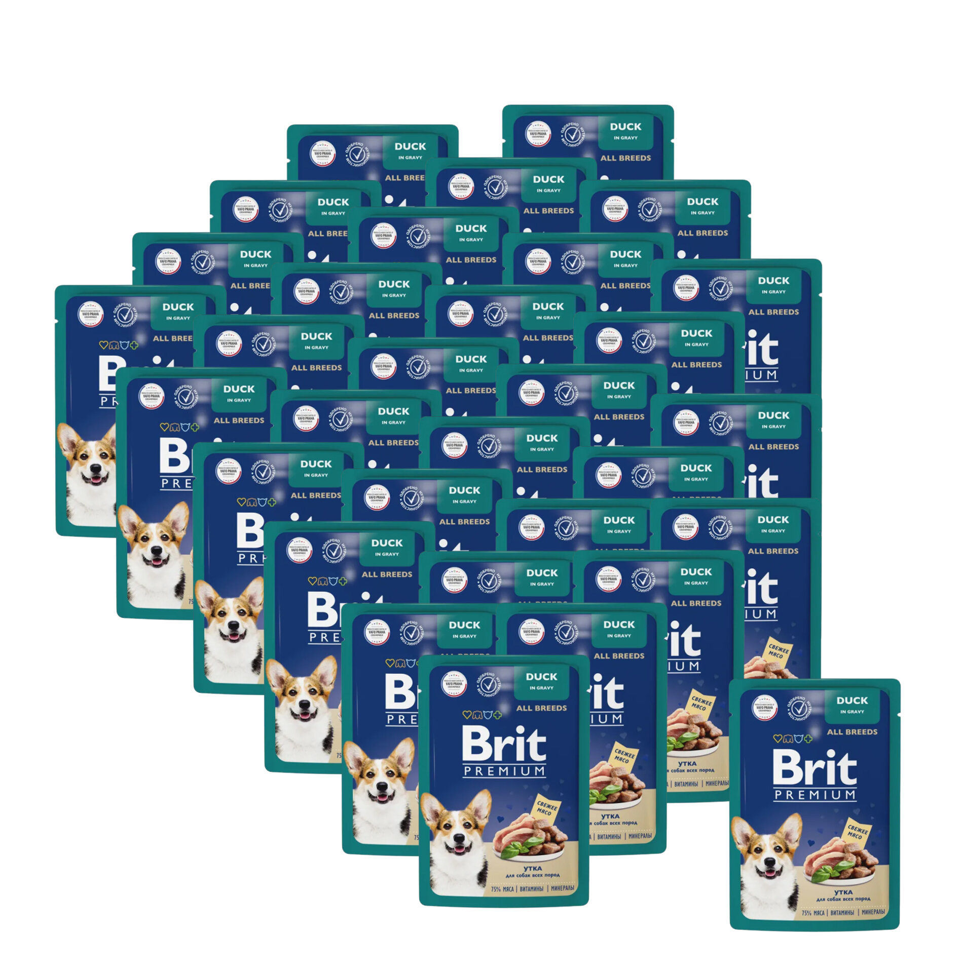 BRIT PREMIUM, Пауч для взрослых собак всех пород, Утка в соусе, 85г x 32 шт.