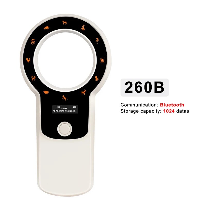 Перезаряжаемый сканер микрочипов для животных 260B Bluetooth
