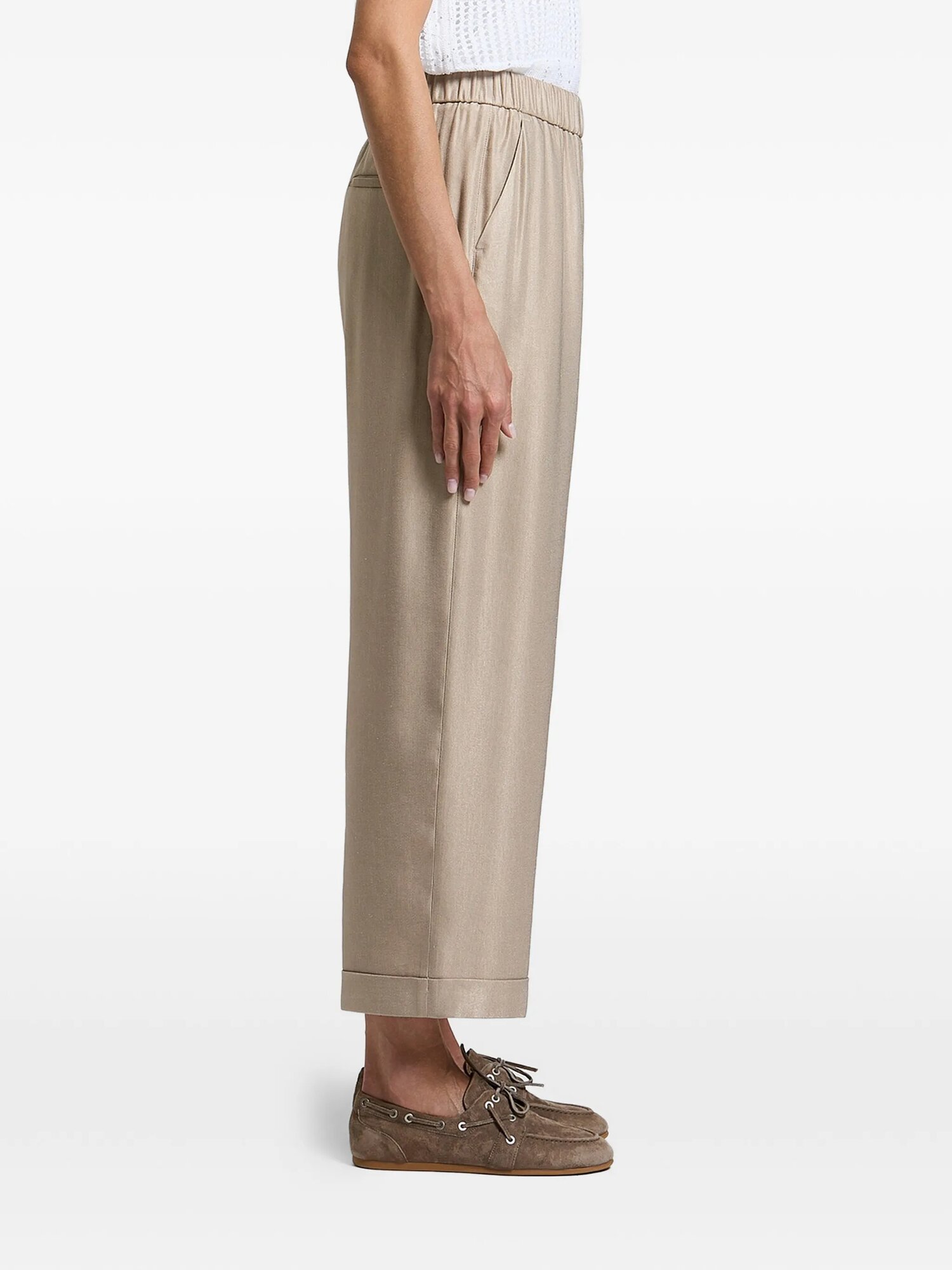 Брюки PESERICO Elasticated-waist turn-up trousers, размер 38, разноцветный — фото 1