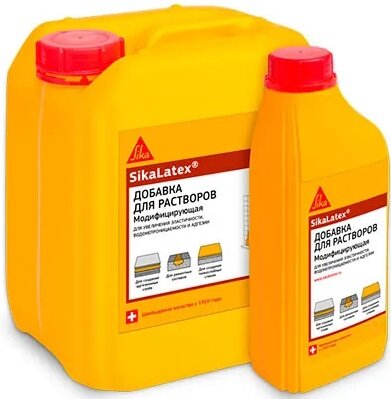Добавка в Цементный Раствор Sika SikaLatex 5л для Устройства Адгезионного Слоя, Водная Дисперсия / Зика.