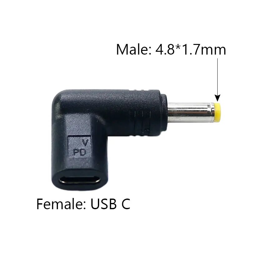 YuXi USB C PD адаптер для зарядки 5V 9V 12V 15V 19.5V 19.5V, 4.8x1.7mm