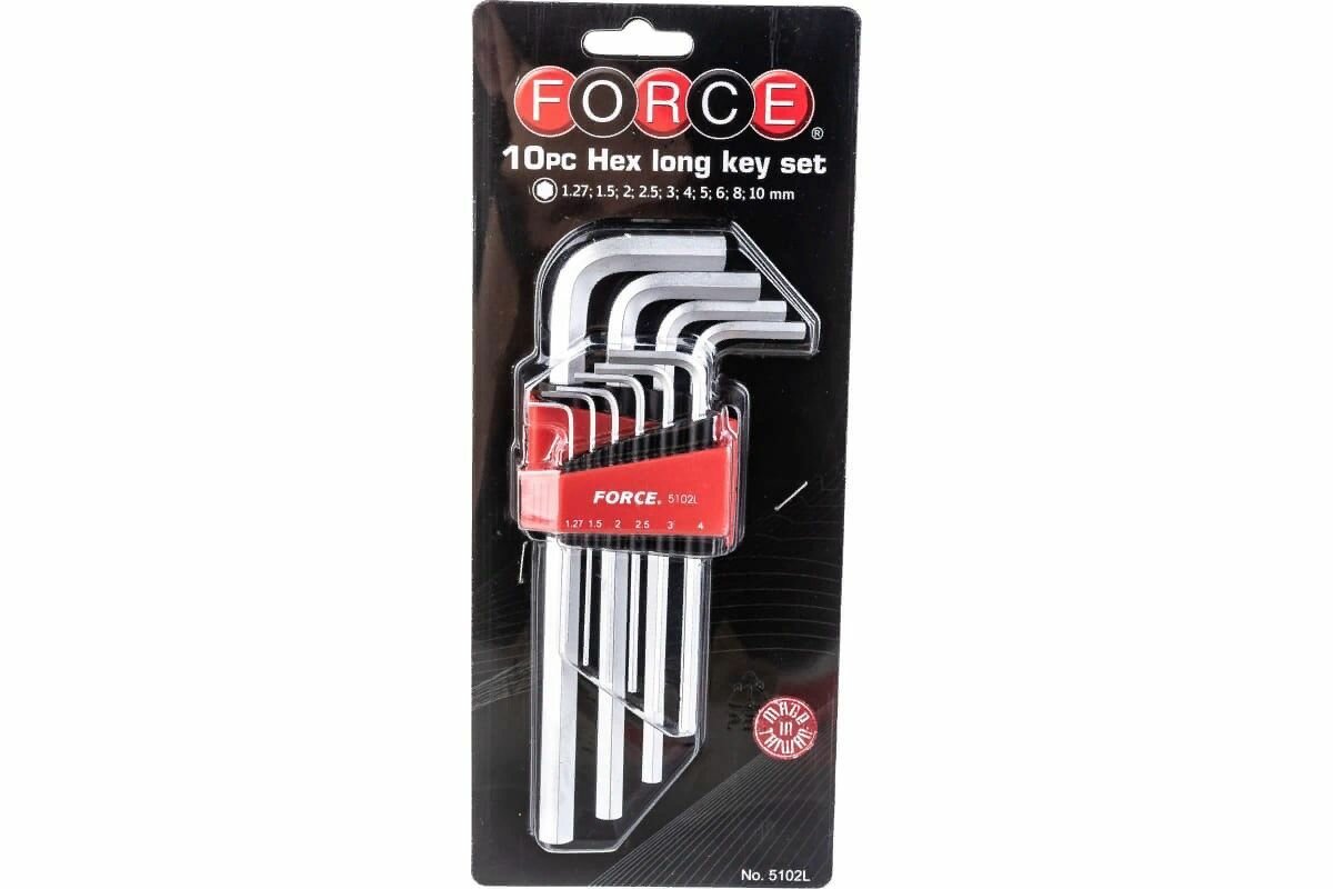 Набор средних Г-образных шестигранников 10 предметов FORCE 5102L