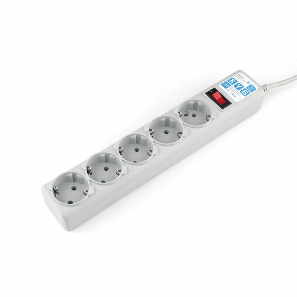 Фильтр-удлинитель Power Cube SPG-B-15 5 розеток, серый, 5м, 10 А/2,2 кВт, 3*0.75 мм