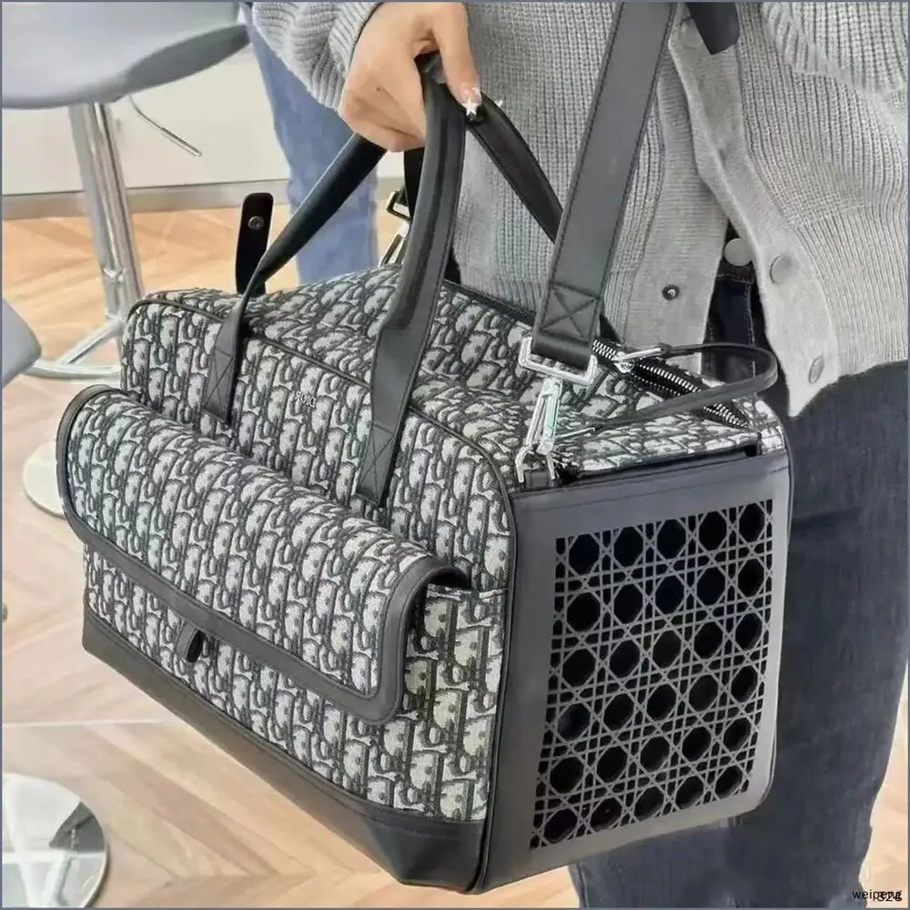 Премиум переноска Dior для средних собак, серый, 40x29x23 см