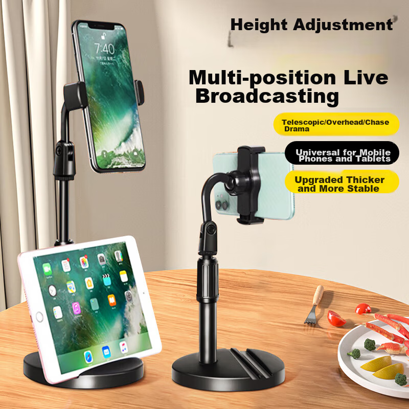 Stiger Phone Stand, Desktop Live Streaming Multi-Position Selfie Stand, Lazy Bedside Study Stand for Online Classes, Art Exam Preparation, Adjustable Height, Office, Student Dormitory, Video Binge-Watching Gadget