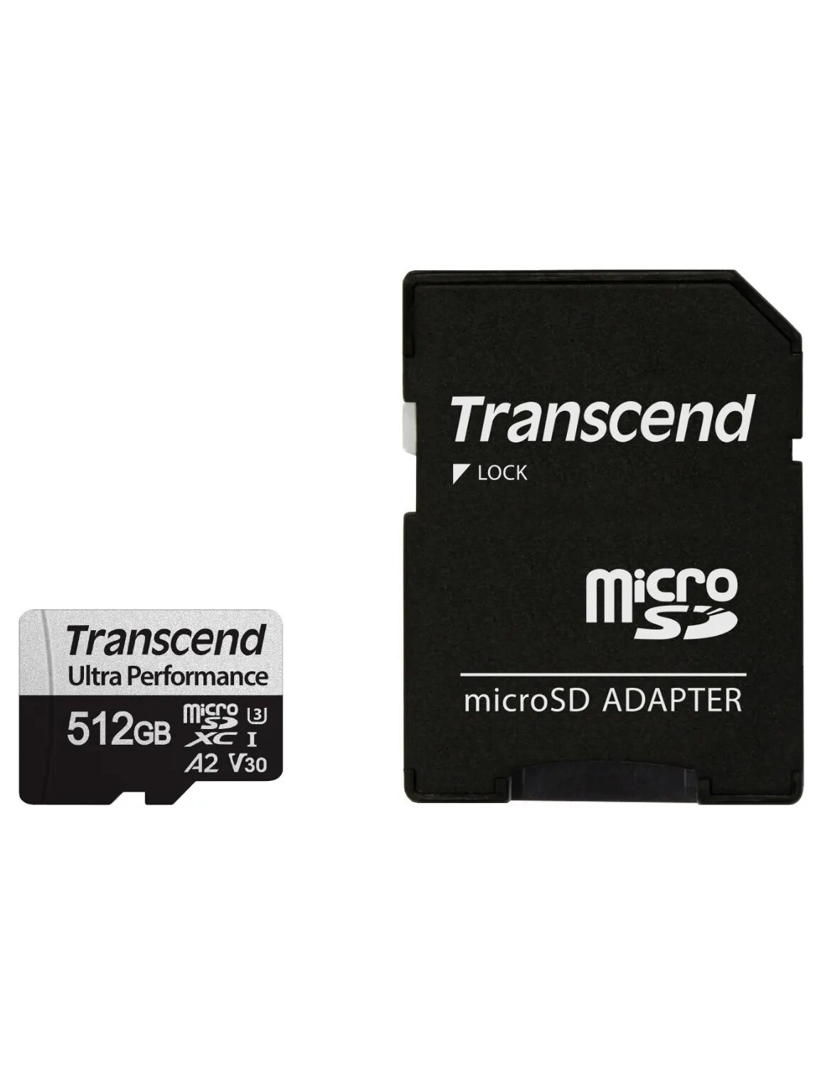 Карта памяти MicroSDXC 512GB Transcend 340S UHS-I Class U3 V30 A2, с адаптером