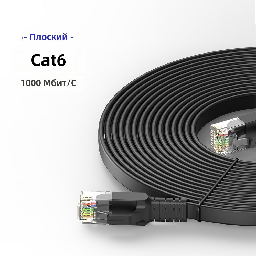 Плоский кабель Ethernet Cat6, RJ45, UTP, патч-корд Gigabit 1000Mbps, 3 м (118.11 дюйма) для модема и роутера