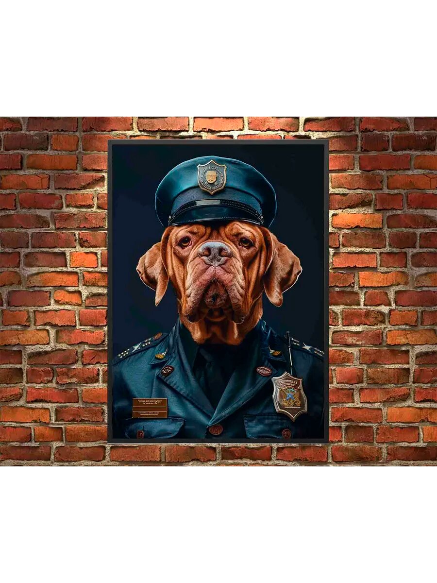 Бордоский дог-собака-полицейский 2, Плакат 30x42см