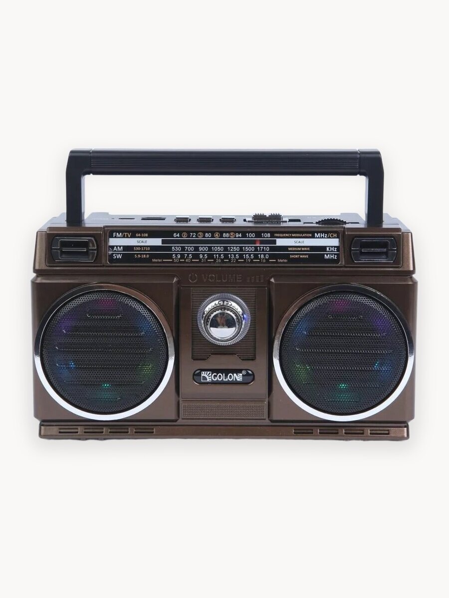 Радиоприемник ретро от сети и батареек, аналоговый -коричневый