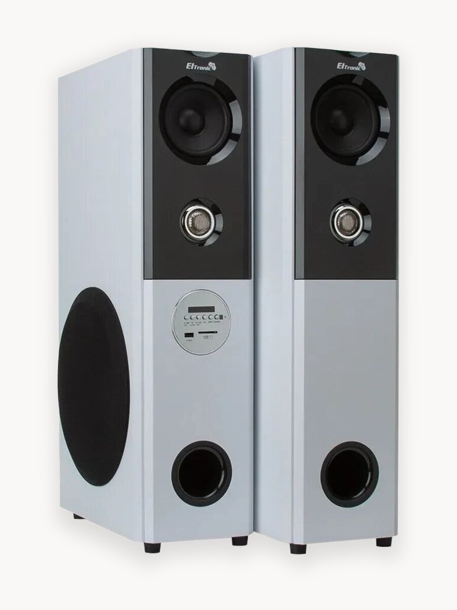 Акустическая система с микрофоном Eltronic 20-82, комплект 2 колонки, динамик 6шт, белая