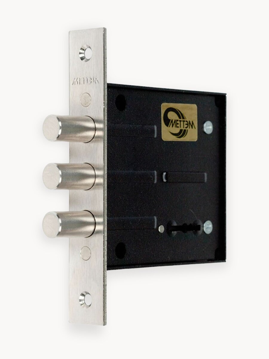 Замок дверной Меттэм ЗВ8, врезной, сувальдный, серебристый, сталь, 1 ключ