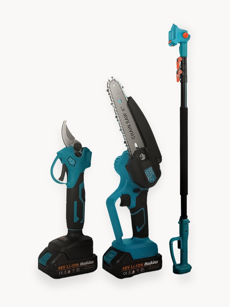 Аккумуляторный набор Цепная пила (сучкорез)+Секатор+Телескопическая штанга+2акб