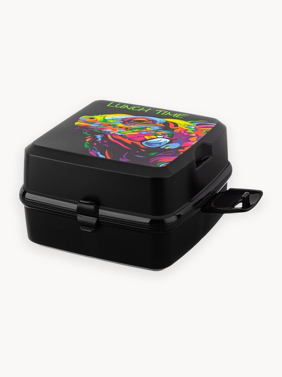 Ланч-бокс 1,2 л 15х15х9 см El Casa Бенто Дракон, серый, с вилкой и ложкой