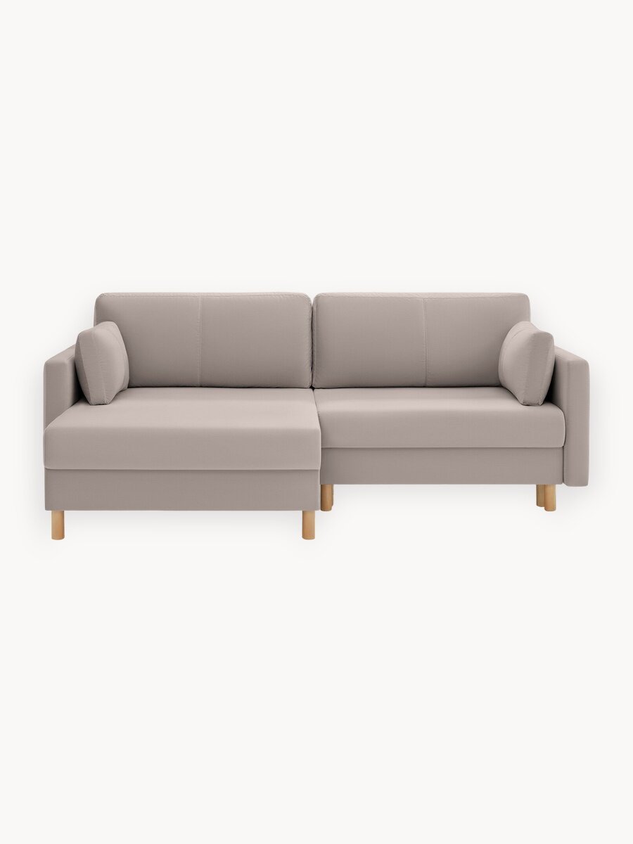 Угловой диван-кровать SCANDICA Дублин, велюр, 222х87х140, с универсальным углом, цвет бежевый