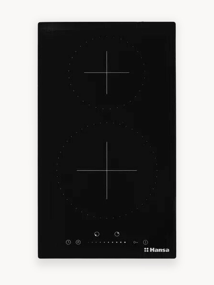 Индукционная варочная панель Hansa BHI36277, двухконфорочная, стеклокерамическая поверхность, блокировка от детей, таймер, автоотключение, индикация остаточного тепла, черная