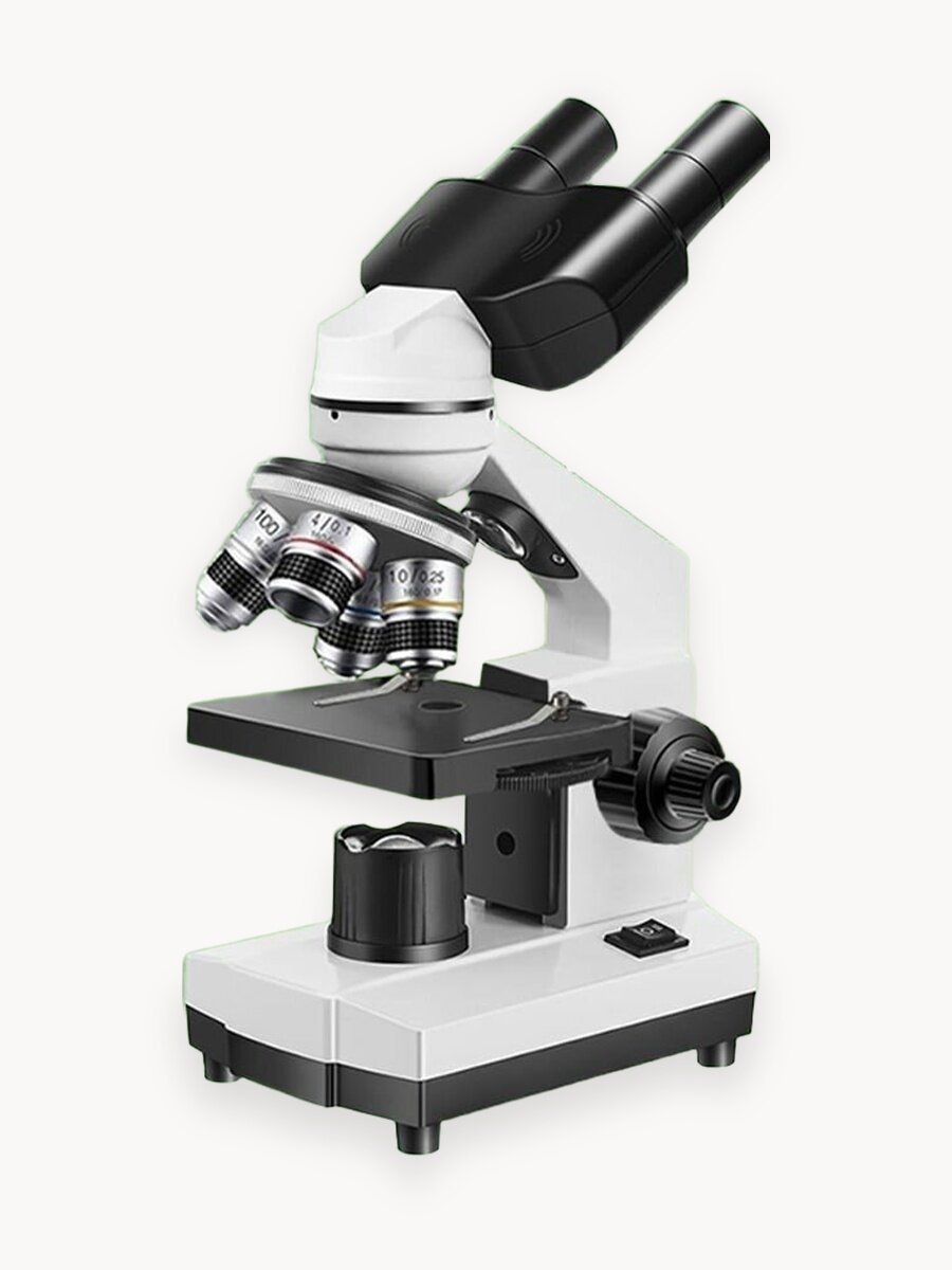 Микроскоп бинокулярный, студенческий, биологический, 40-2500Х, светодиодный, белый