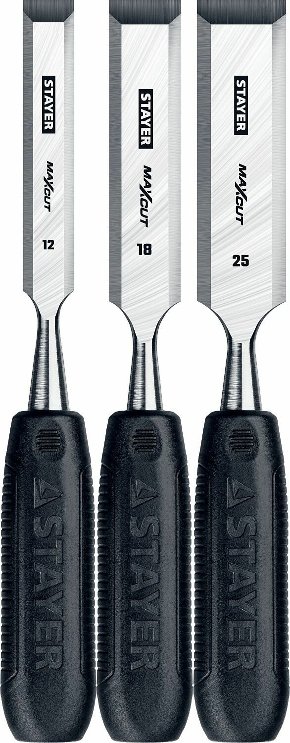 Набор стамесок STAYER 3 предмета, для грубой обработки, в пластиковом чеxле