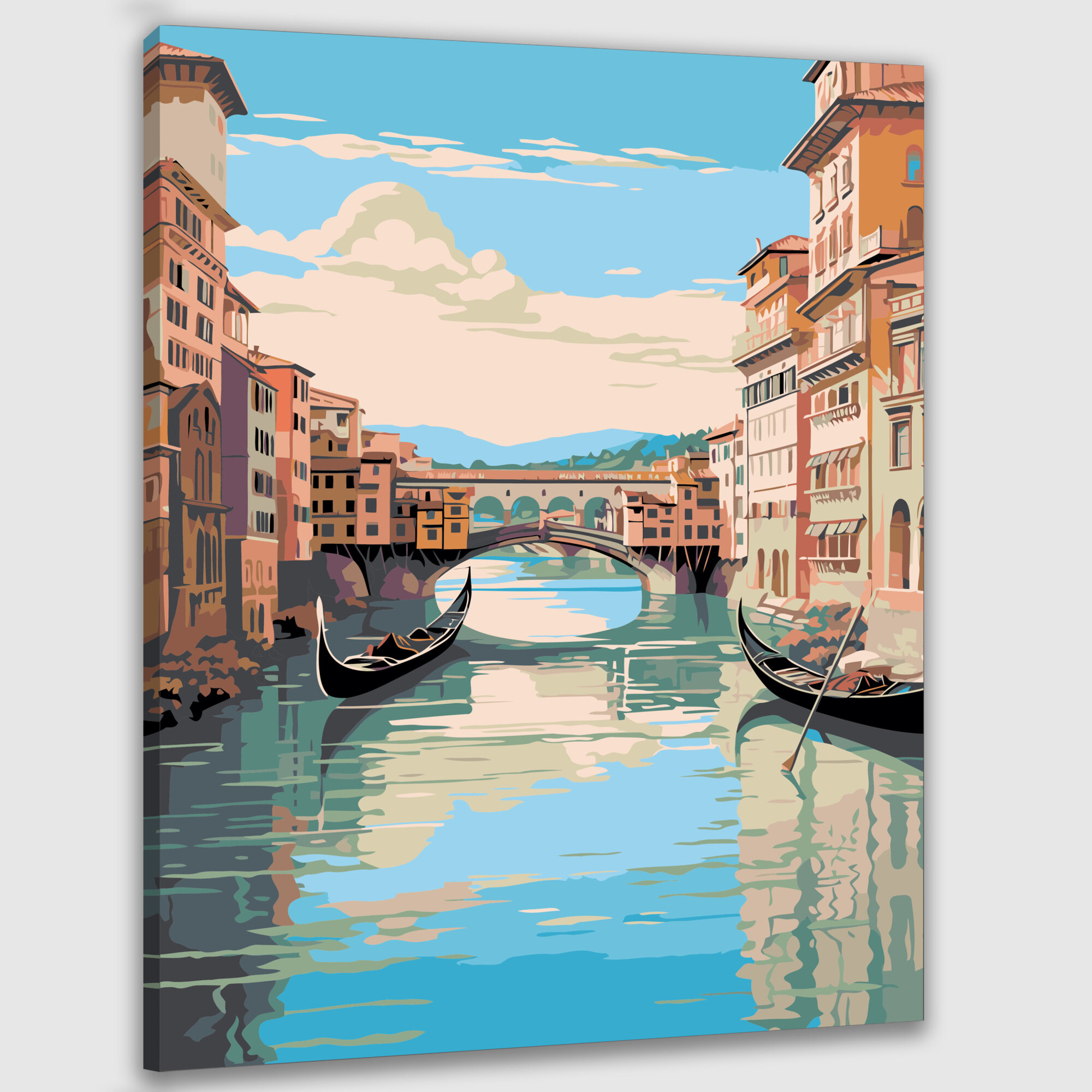 Картина по номерам 40x50 см, Флоренция, каналы, гондолы, воды, элегантность, очарование