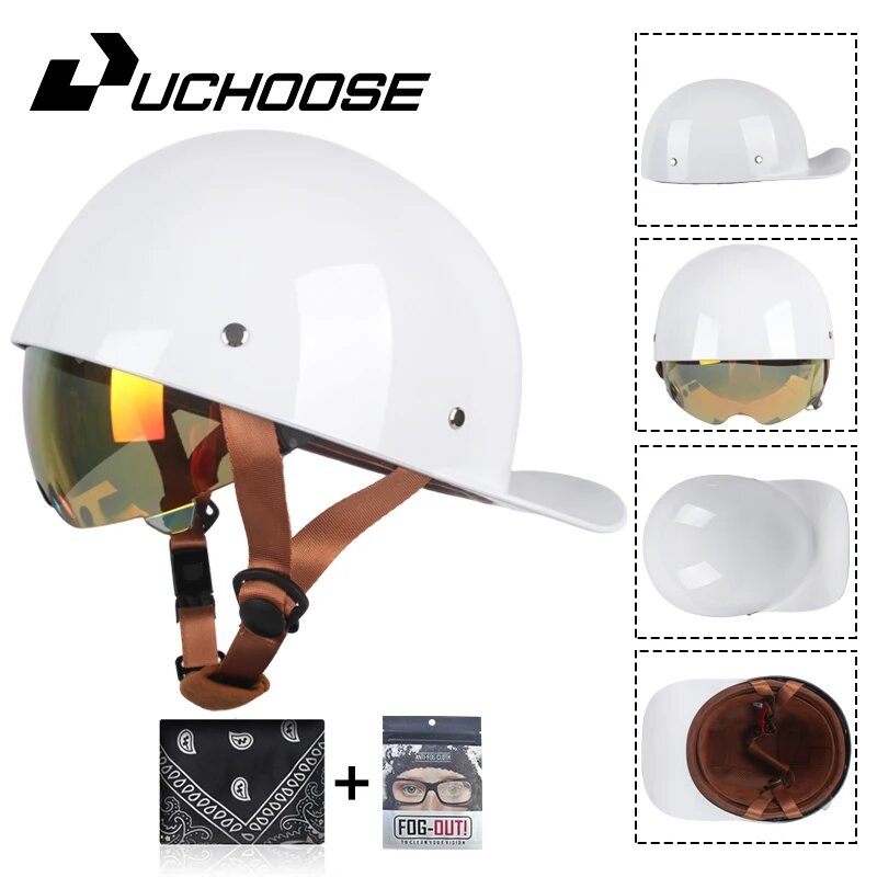 Мотошлемы Uchoose В Винтажном Стиле, Открытые Летние Шлемы Для Скутеров, Чопперов, Круизеров, L, 9-4