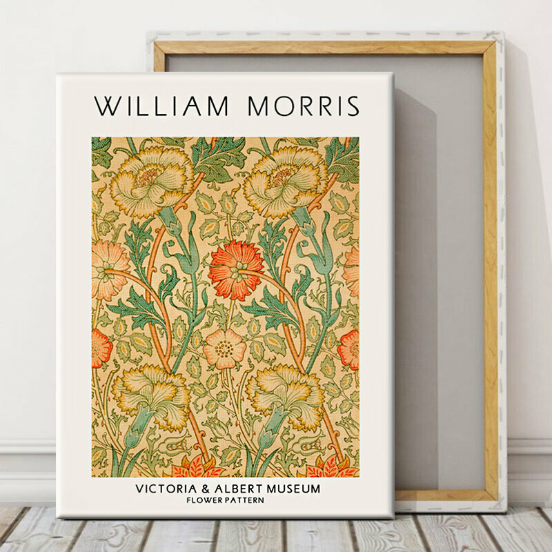 Картина на холсте 40х50 см "Моррис, желтый цветочный узор", на стену для интерьера